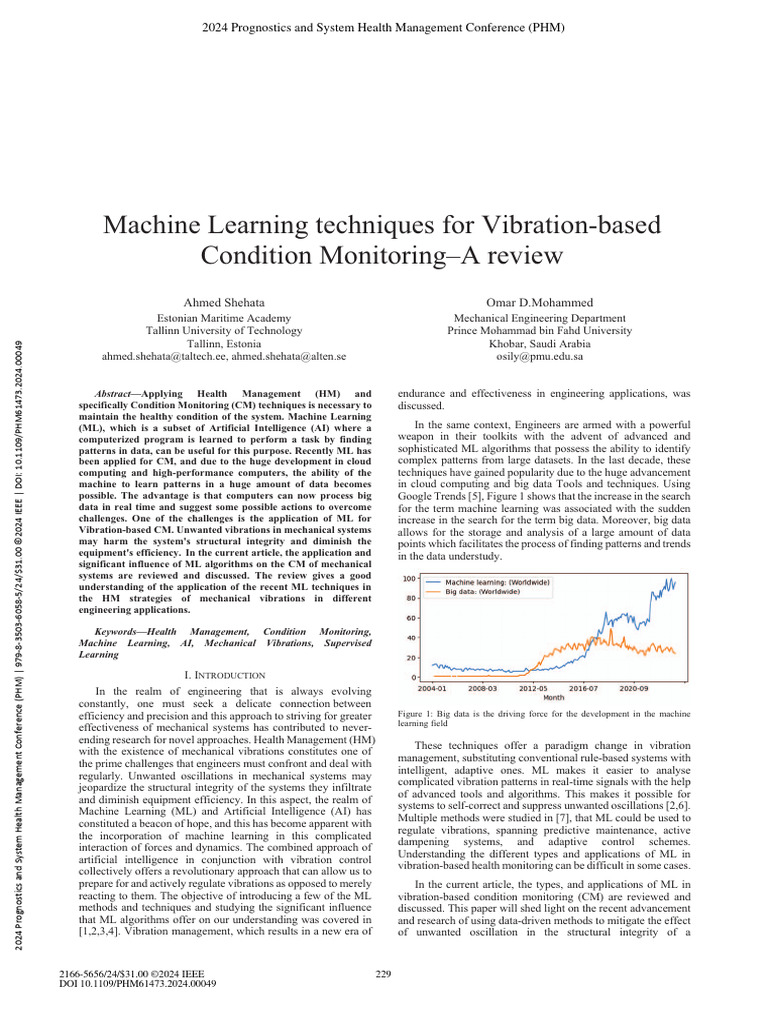 ML Techniques for Vibration Monitoring Review | PDF | Machine Learning ...