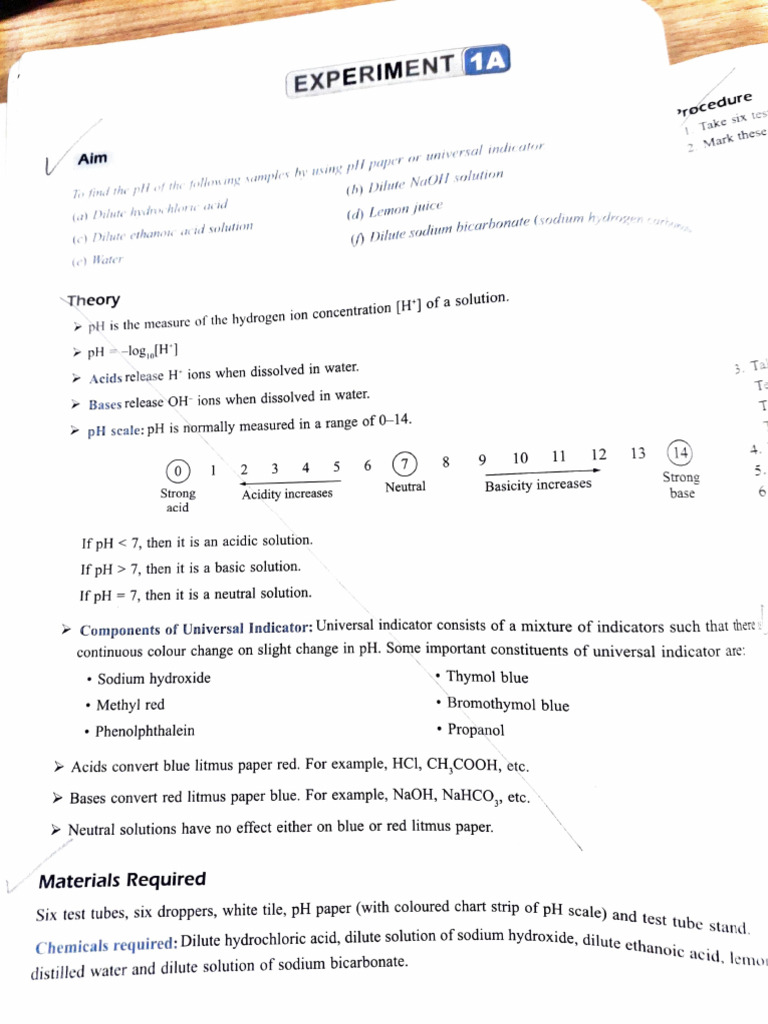 Grade 10 Chemistry Practicals | PDF | Ph | Hydroxide