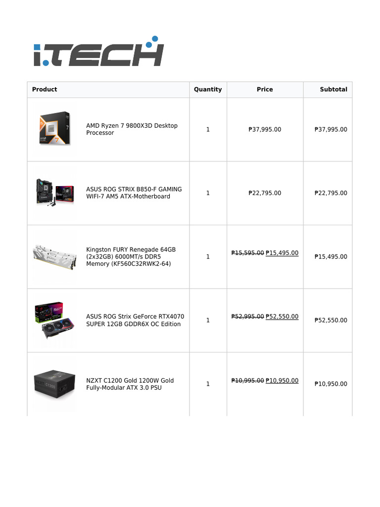 High-End PC Build Components List | PDF