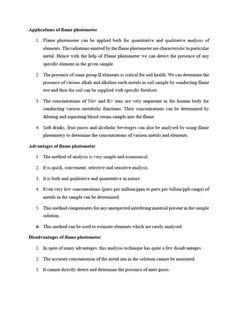 Applications of Flame Photometer | PDF