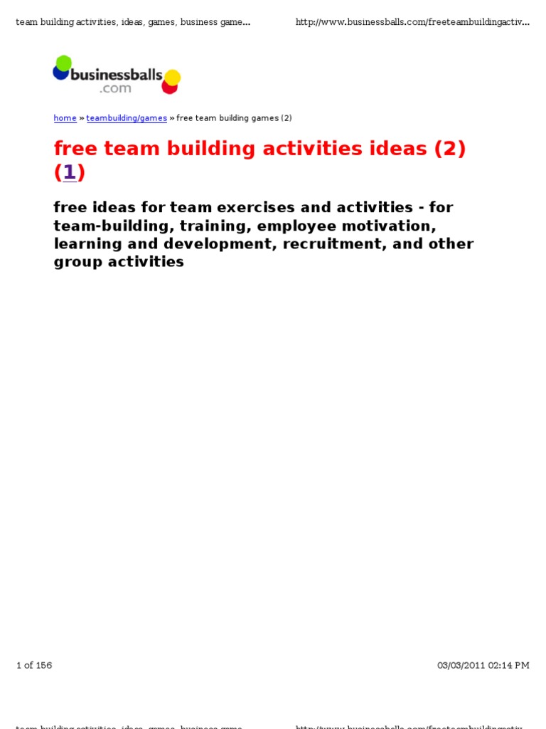 Team Building Games | PDF | Team Building | Emotions