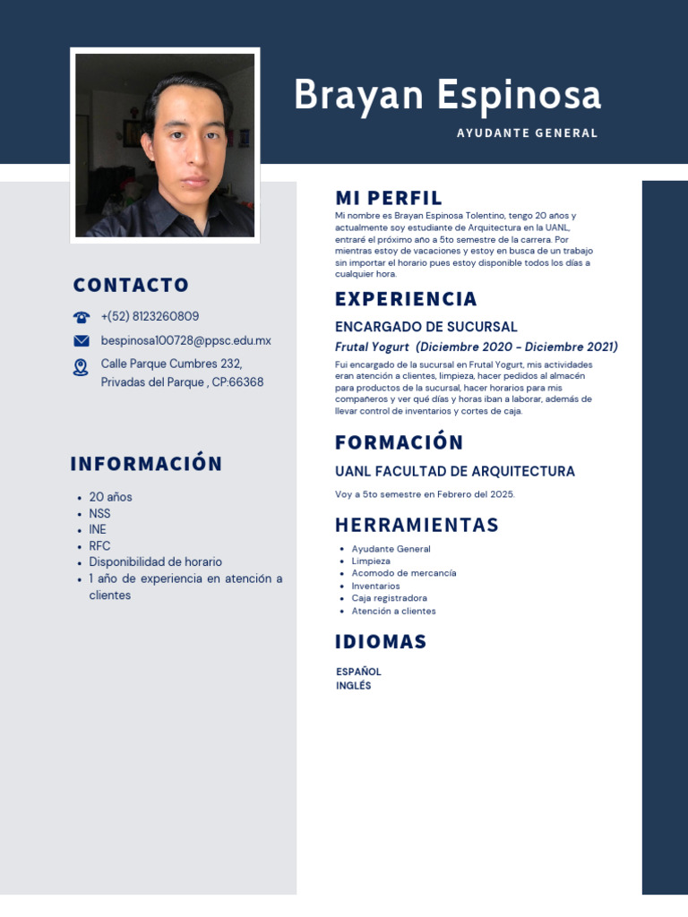 Brayan Espinosa: Mi Perfil | PDF