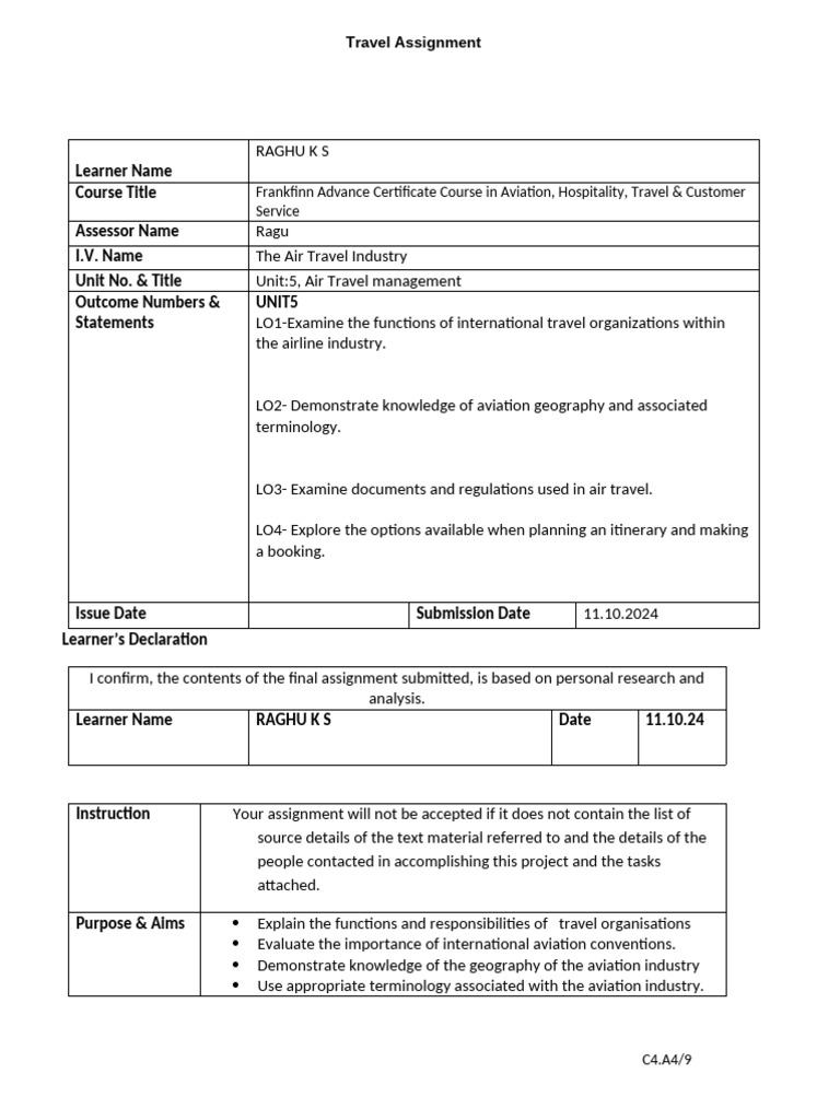 The Travel Industry-Assignment | PDF | Transport