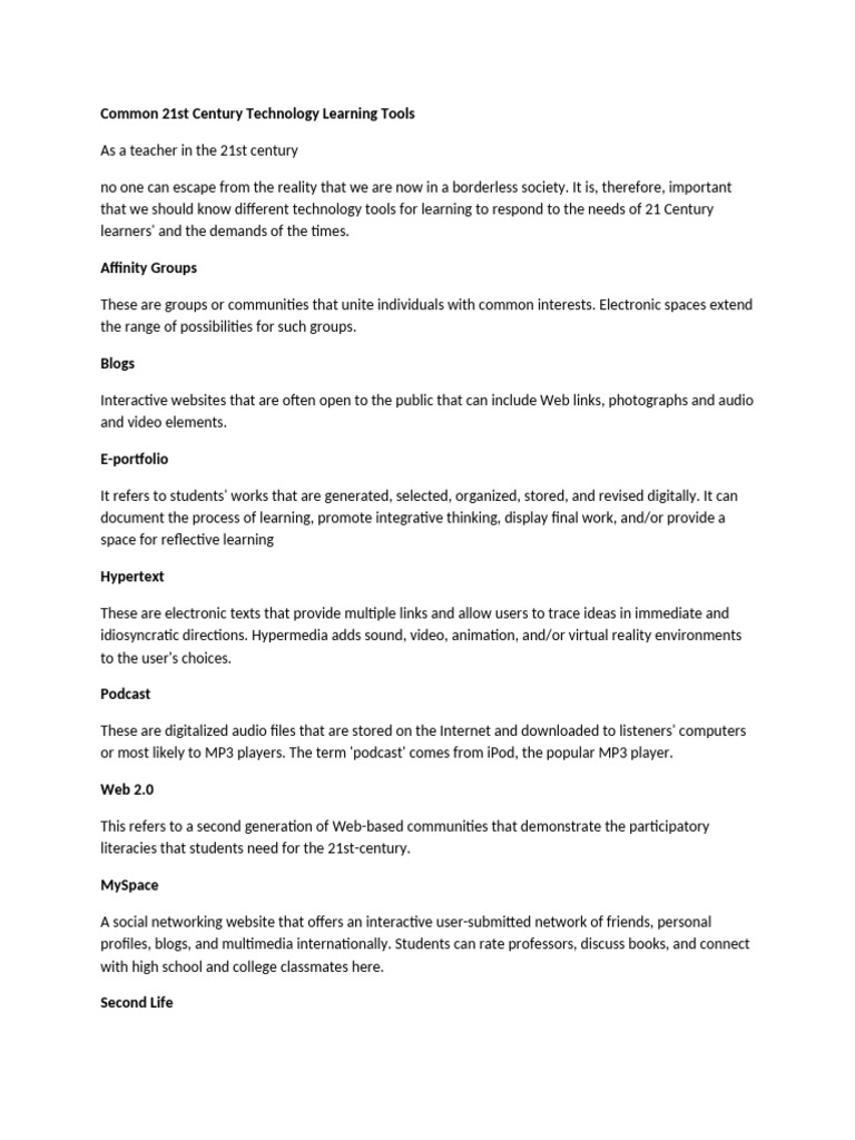 Essential Tech Tools for 21st Century Learning | PDF | World Wide Web ...