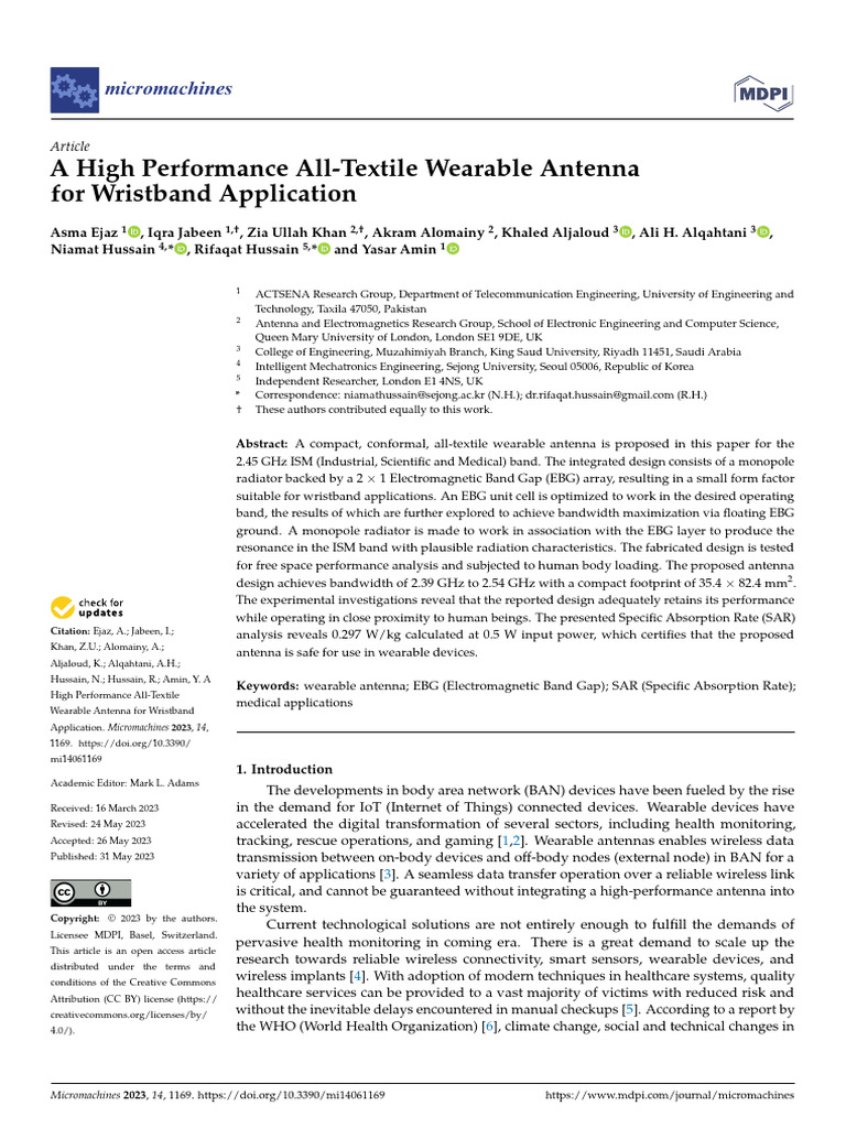 High-Performance Textile Wearable Antenna | PDF | Antenna (Radio ...