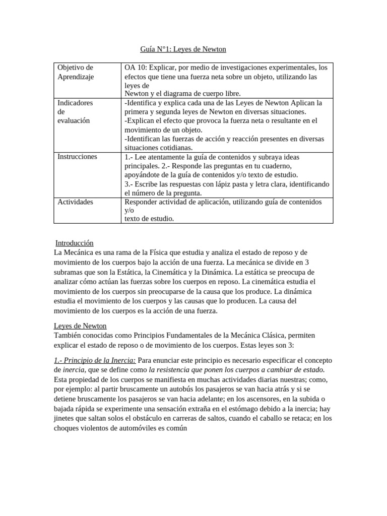Leyes de Newton: Fundamentos y Aplicaciones | PDF | Fuerza | Masa