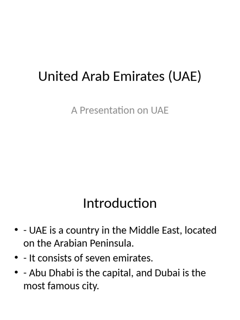 UAE Presentation | PDF