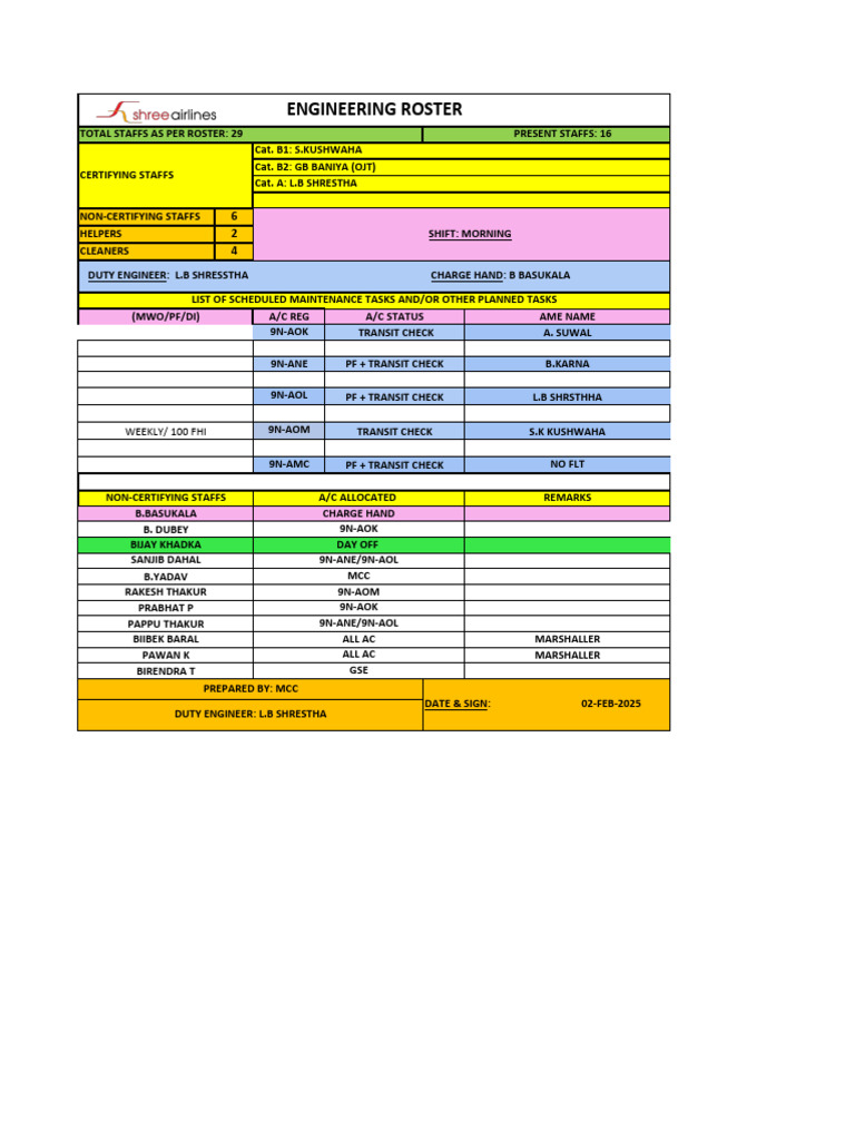 02 02 2025 Morning Allocation | PDF