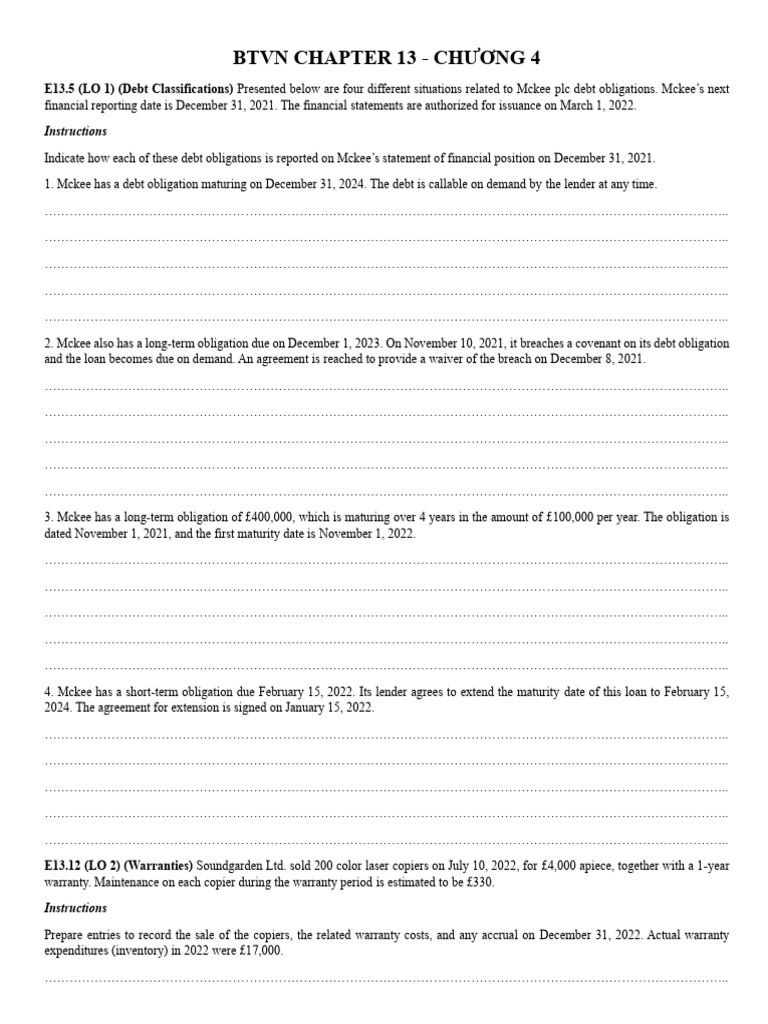 BTVN KTTC IFRS Chapter 13 - Chương 4 | PDF | Business | Economies