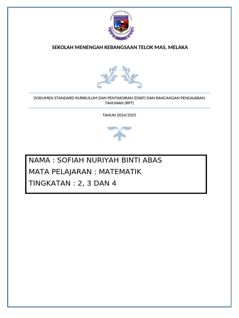 Muka Depan Fail RPT | PDF