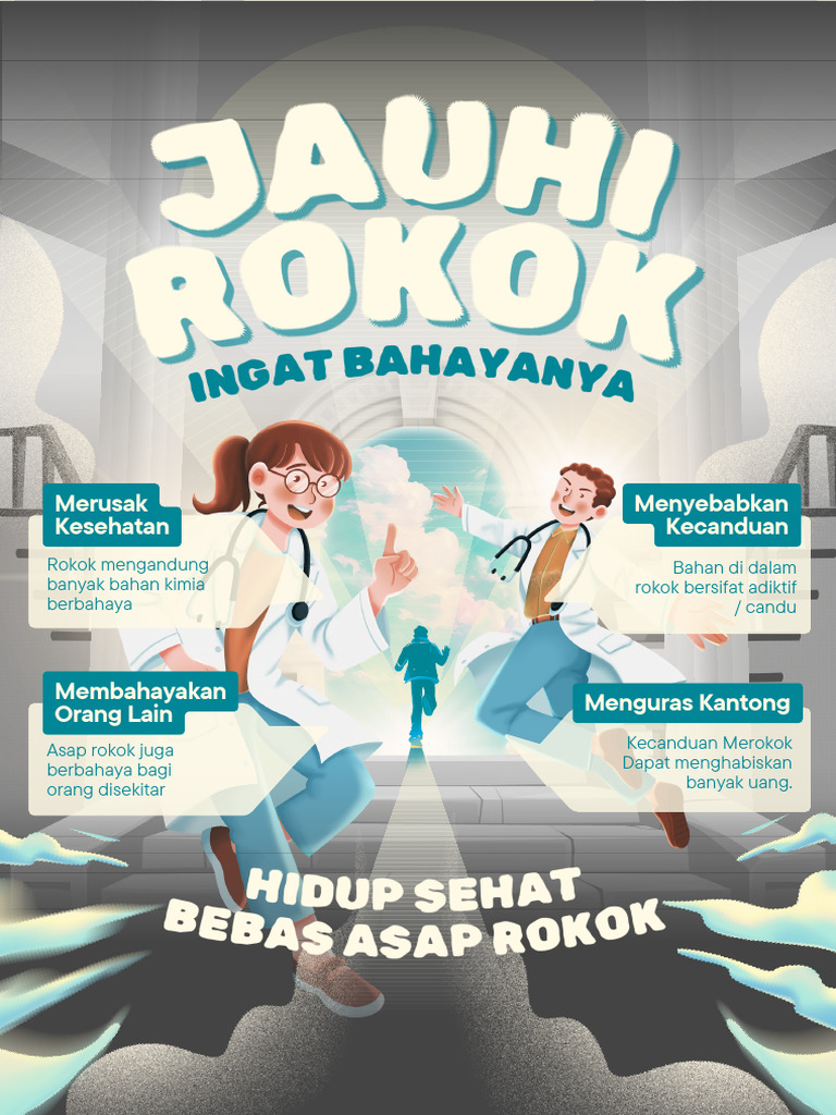Poster Infografis Bahaya Merokok Ilustratif Biru Dan Abu-Abu | PDF