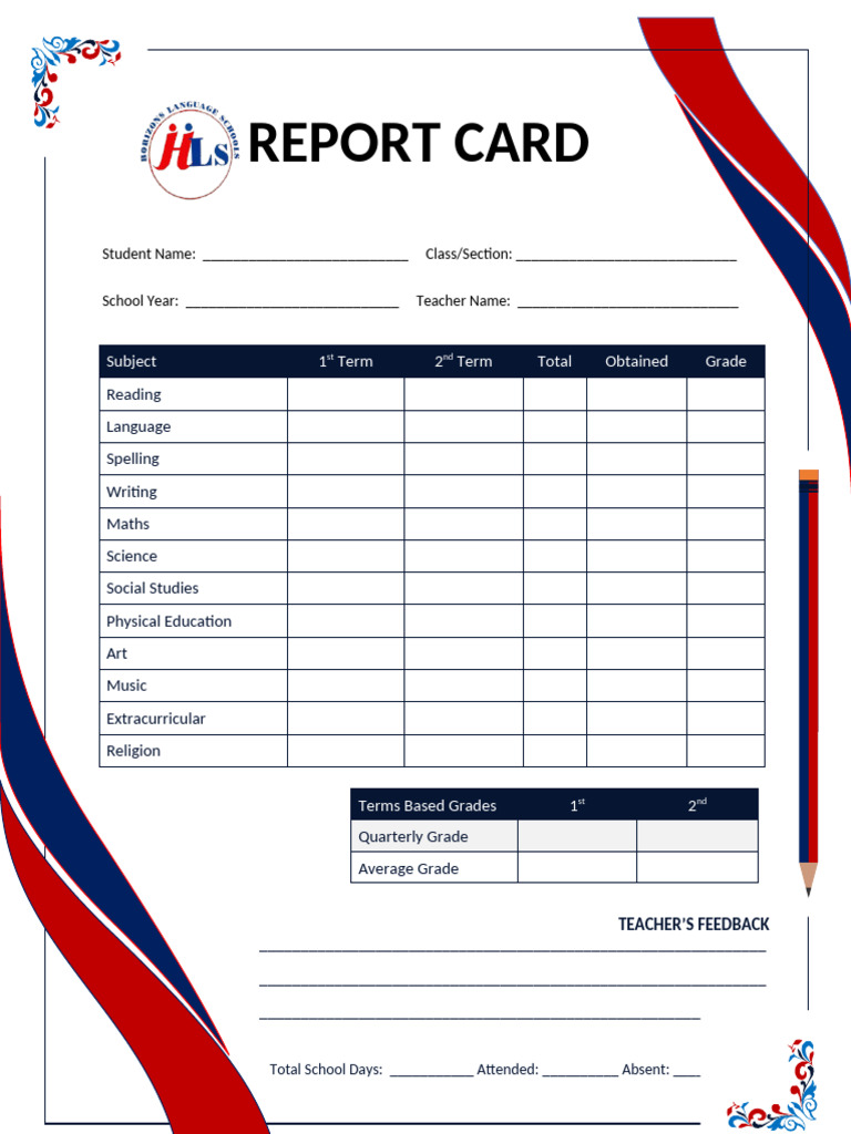 Student Report Card Template | PDF