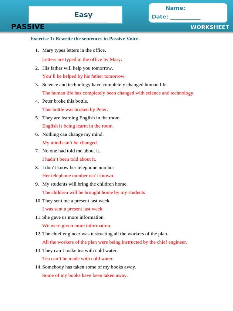 Passive Voice Worksheet for Students | PDF | English Language