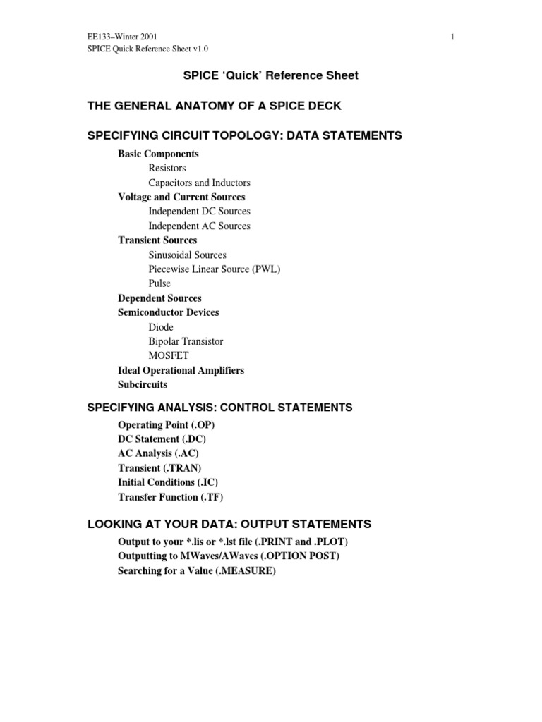 Spice Ref | PDF | Spice | Bipolar Junction Transistor