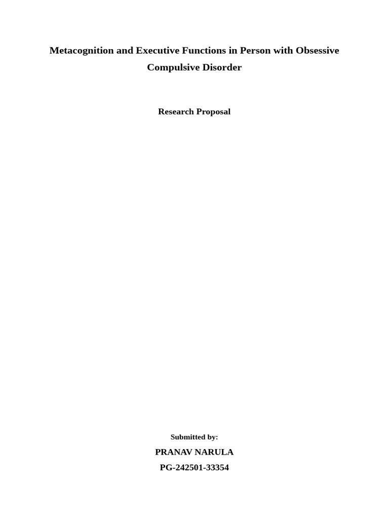 Metacognition And Executive Functions In Person S With Obsessive Compulsive Disorder Pdf