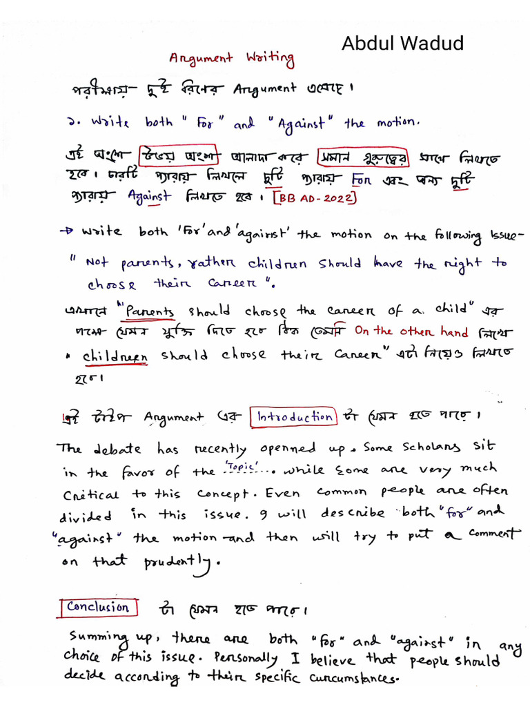 Argument Writing (Rules and How To Write Introduction and Conclusion) | PDF