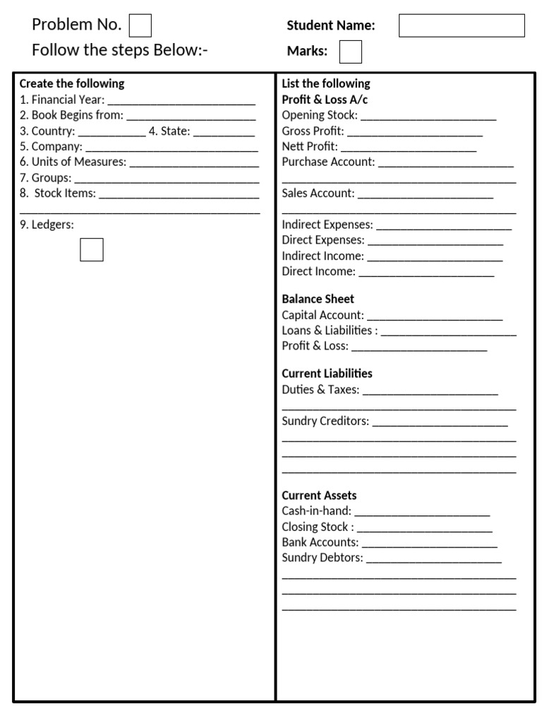 General Format For Tally Practical Problems | PDF | Income Statement ...