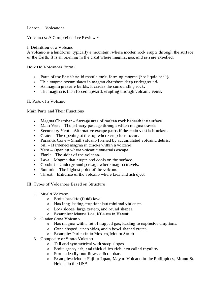 Understanding Volcanoes and Eruptions | PDF | Types Of Volcanic ...