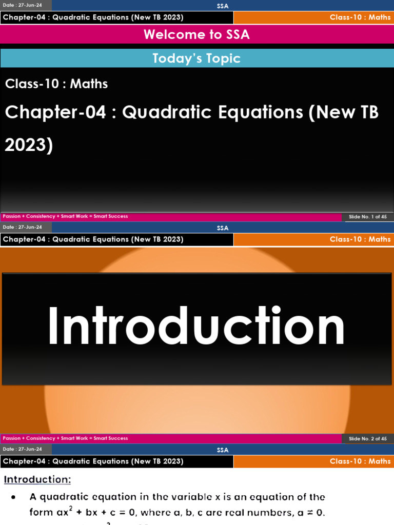 Smart Notes 10th Maths Ch.04 Quad Eqns | PDF | Mathematical Concepts ...