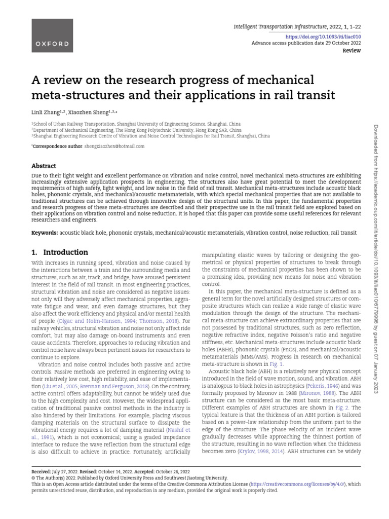 A review on the research progress of mechanical meta-structure and their applications in rail ...