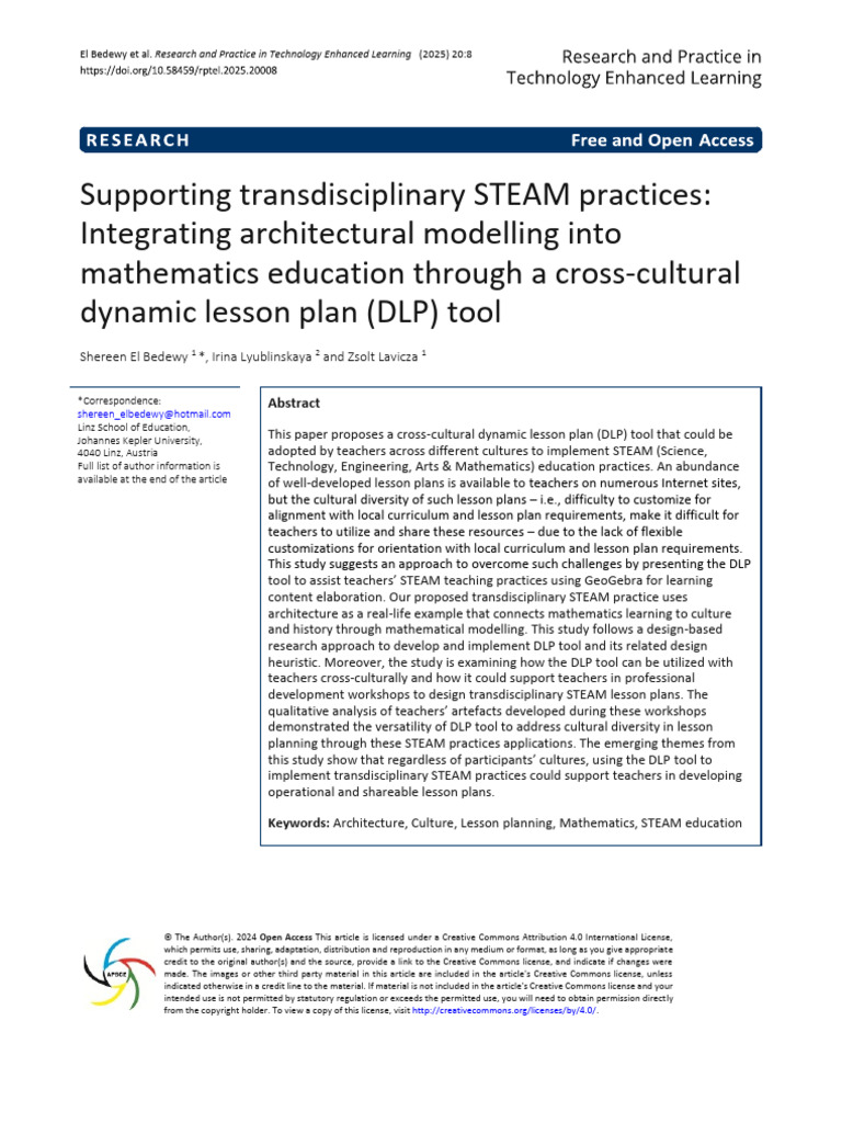 2025 - Supporting transdisciplinary STEAM practices Integrating architectural modelling into ...