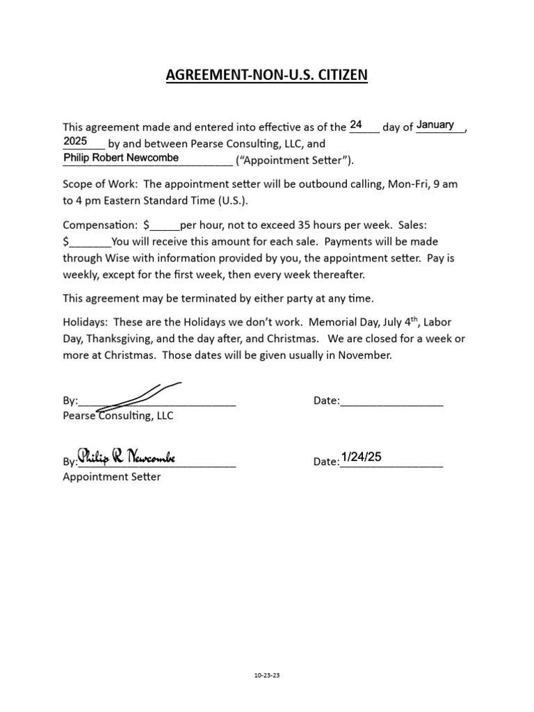 Pearse Consulting Appointment Setter Agreement | PDF