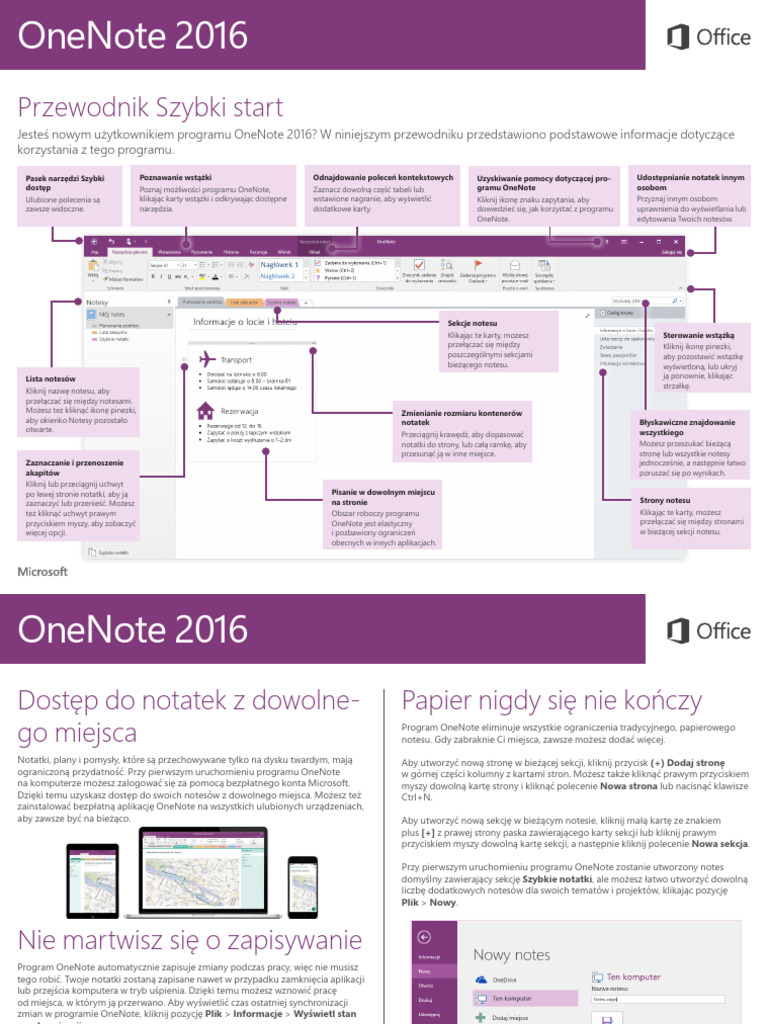 Onenote 2016 Quick Start Guide | PDF