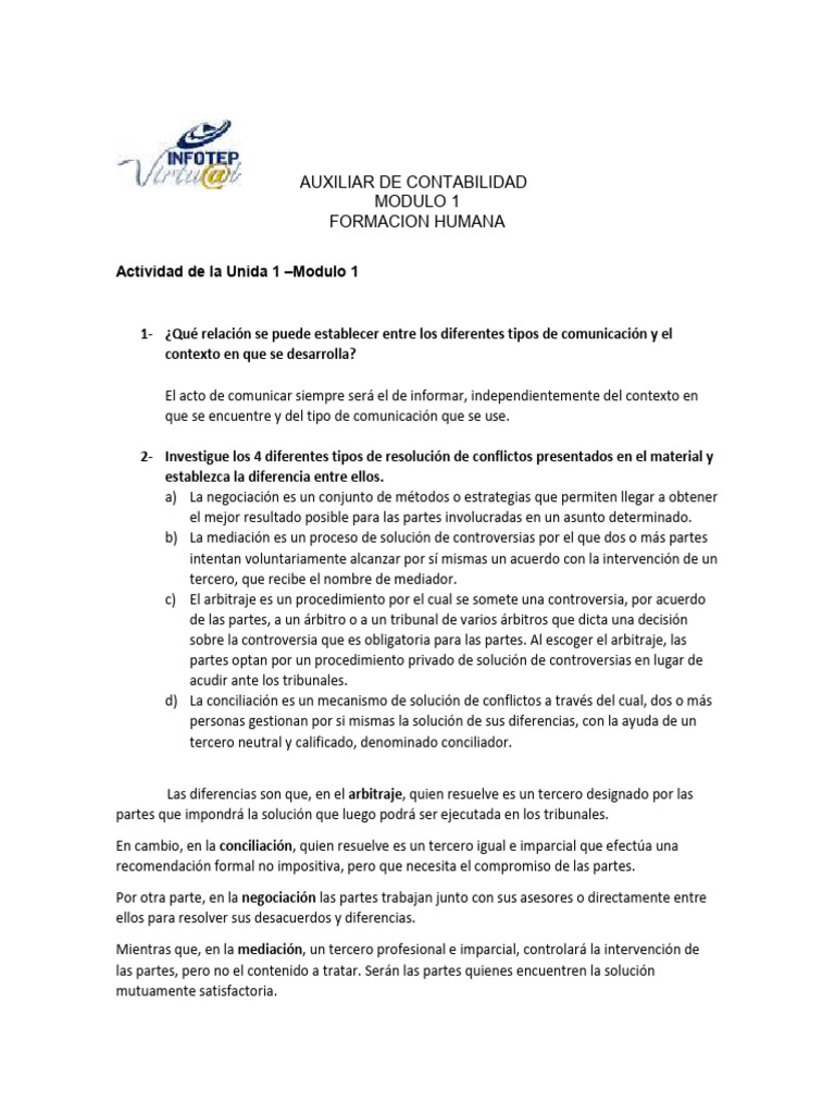 Actividad 1 m dulo 1 | PDF | Arbitraje | Mediación