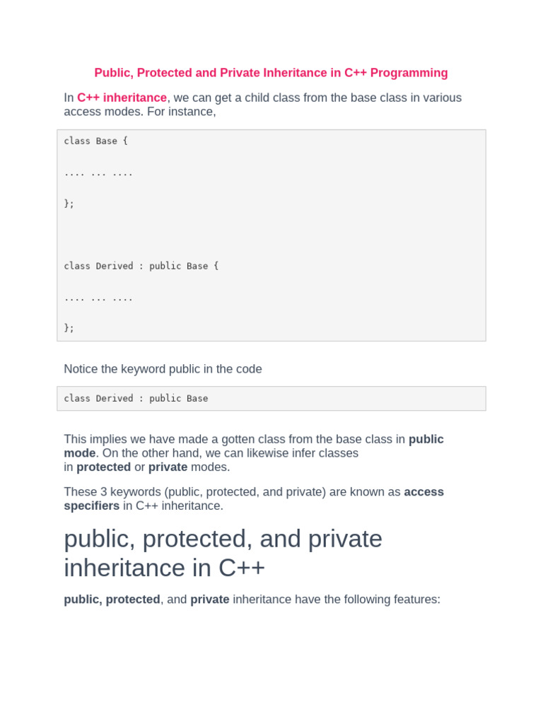 5public And Private Inheritance Pdf Inheritance Object Oriented Programming C