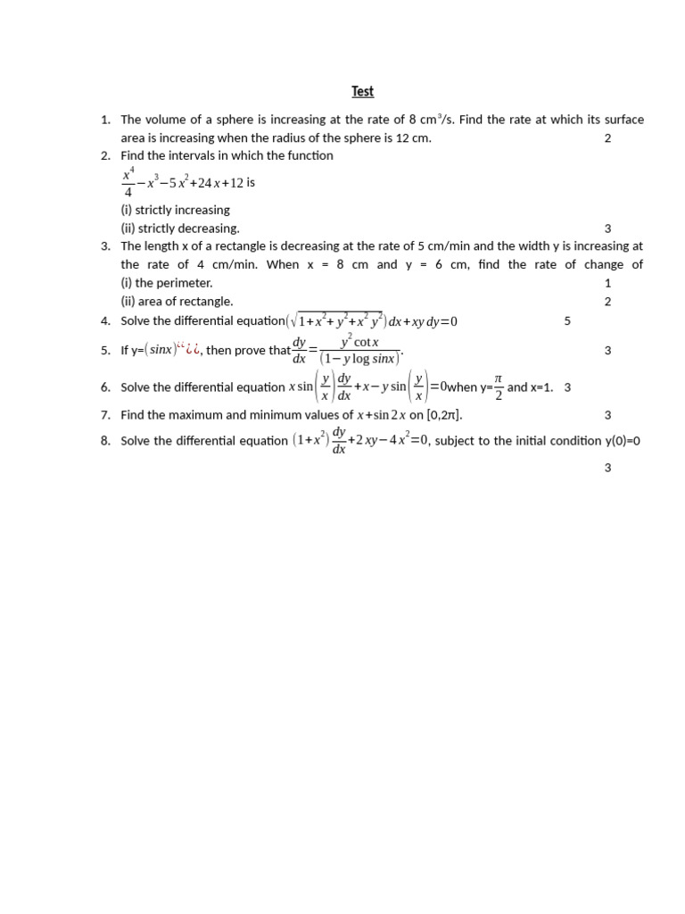 Application of Derivatives and Differential Equation | PDF