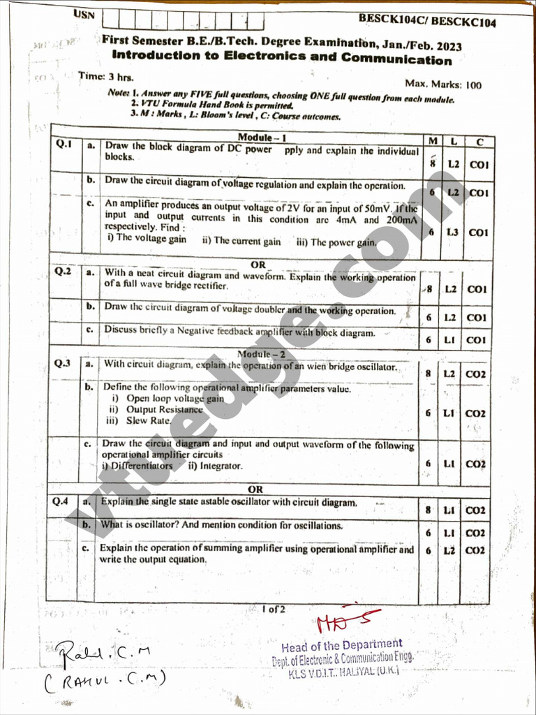 BESCK104C Scheme and Solution1 | PDF