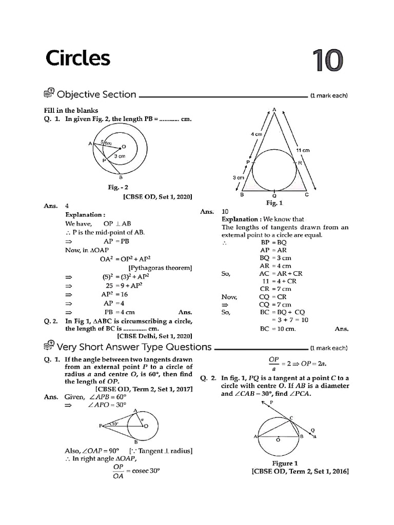 10th Maths Ch10 Circles Important Questions 2021-22 | PDF