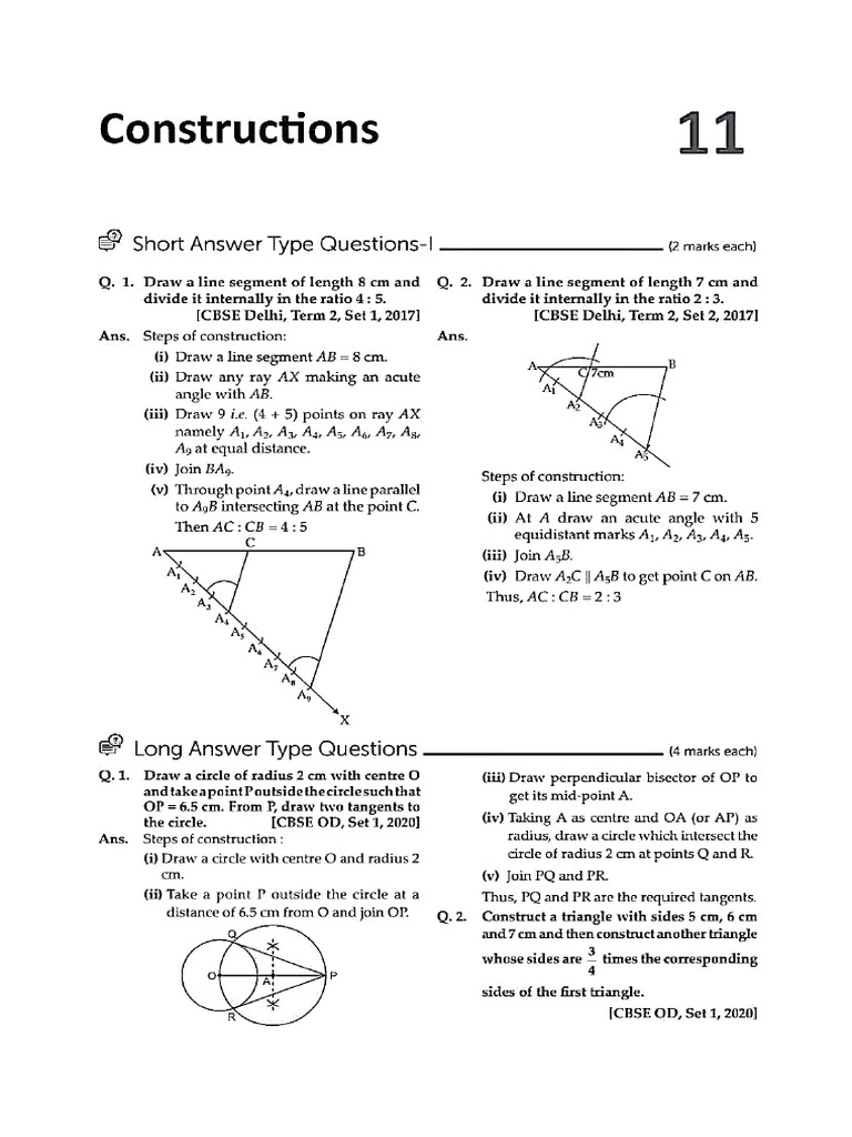10th Maths Ch11 Constructions Important Questions 2021-22 | PDF