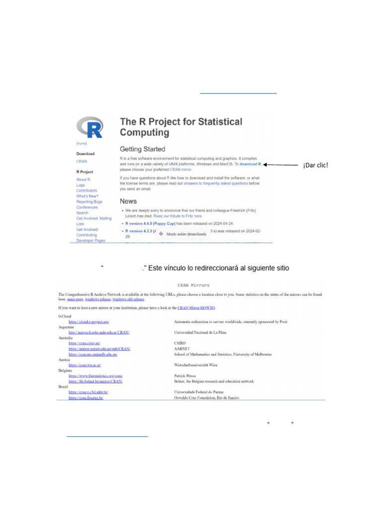 Manual de Descarga e Instalación de R y Rstudio | PDF | Archivo de computadora | Microsoft Windows