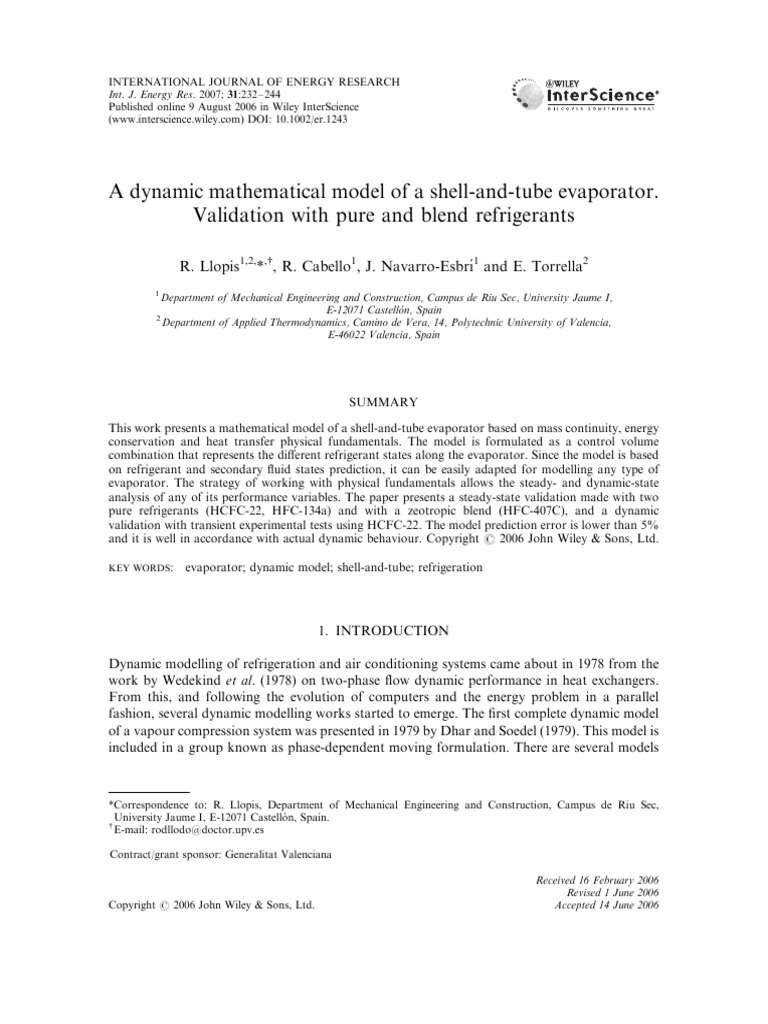 A Dynamic Mathematical Model of A Shell | PDF | Heat Transfer ...