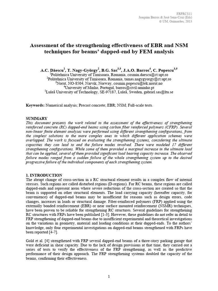 Assessment of The Strengthening Effectiveness of EBR and NSM Techniques For Beams' Dapped-End by ...