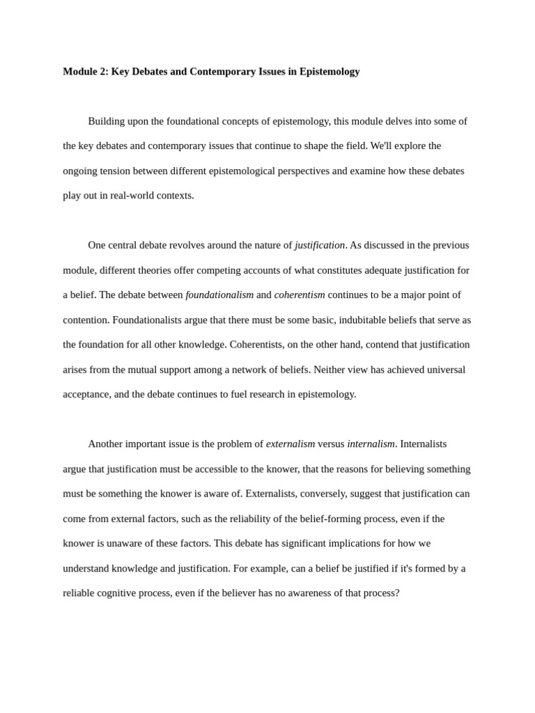 Module 2 Epistemology Pdf Epistemology Knowledge