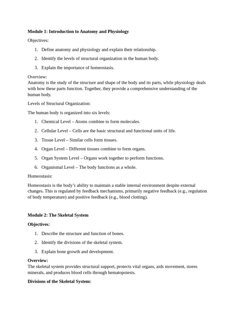 Module 1 - Anatomy and Physiology | PDF