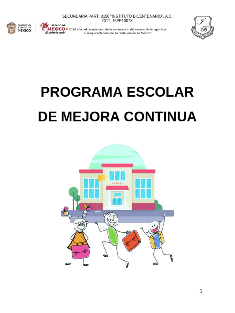 Programa Escolar de Mejora Continua | PDF | Aprendizaje | México