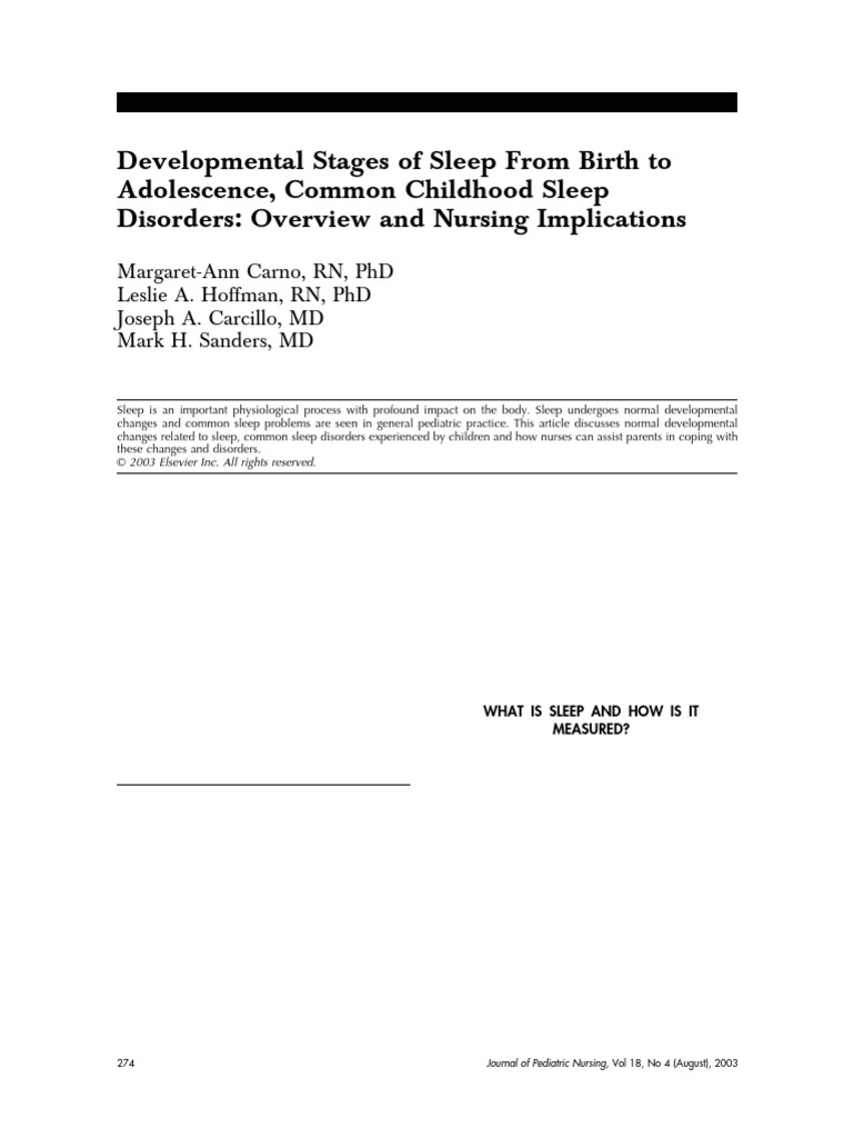 Pediatric Sleep Development & Disorders | PDF | Sleep | Sleep Disorder