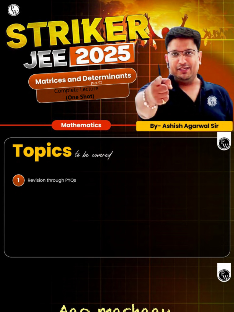 Matrices and Determinants (Part-02) (One Shot) - Class Notes - Striker ...