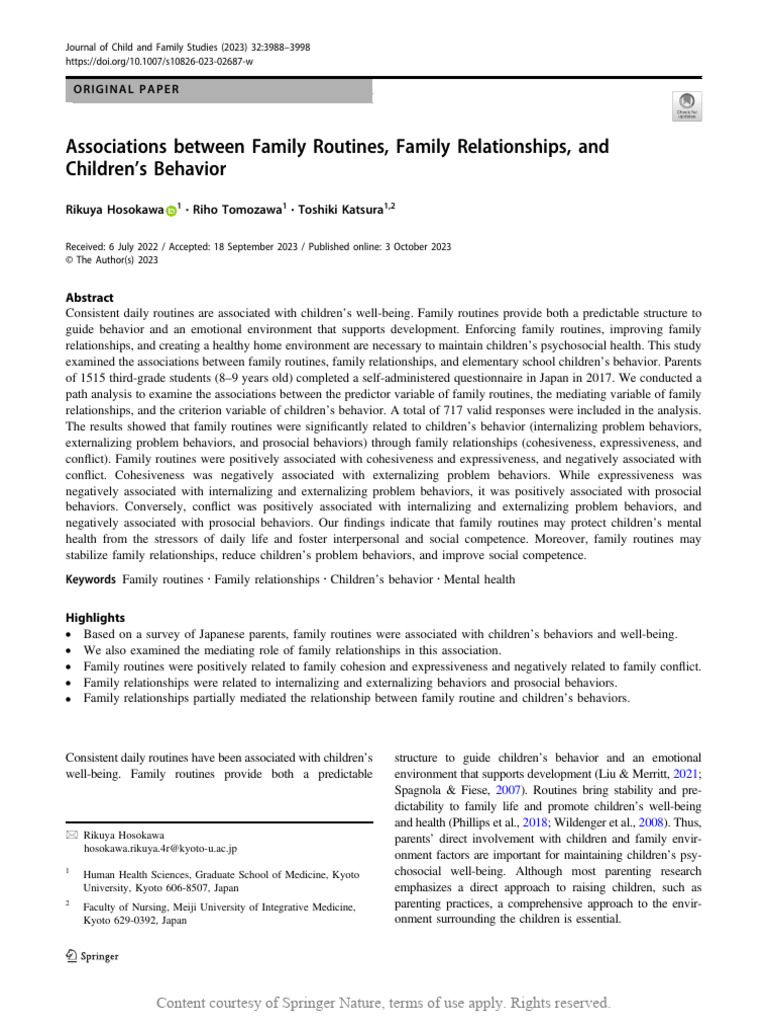 Associations Between Family Routines Family Relati | PDF | Validity ...