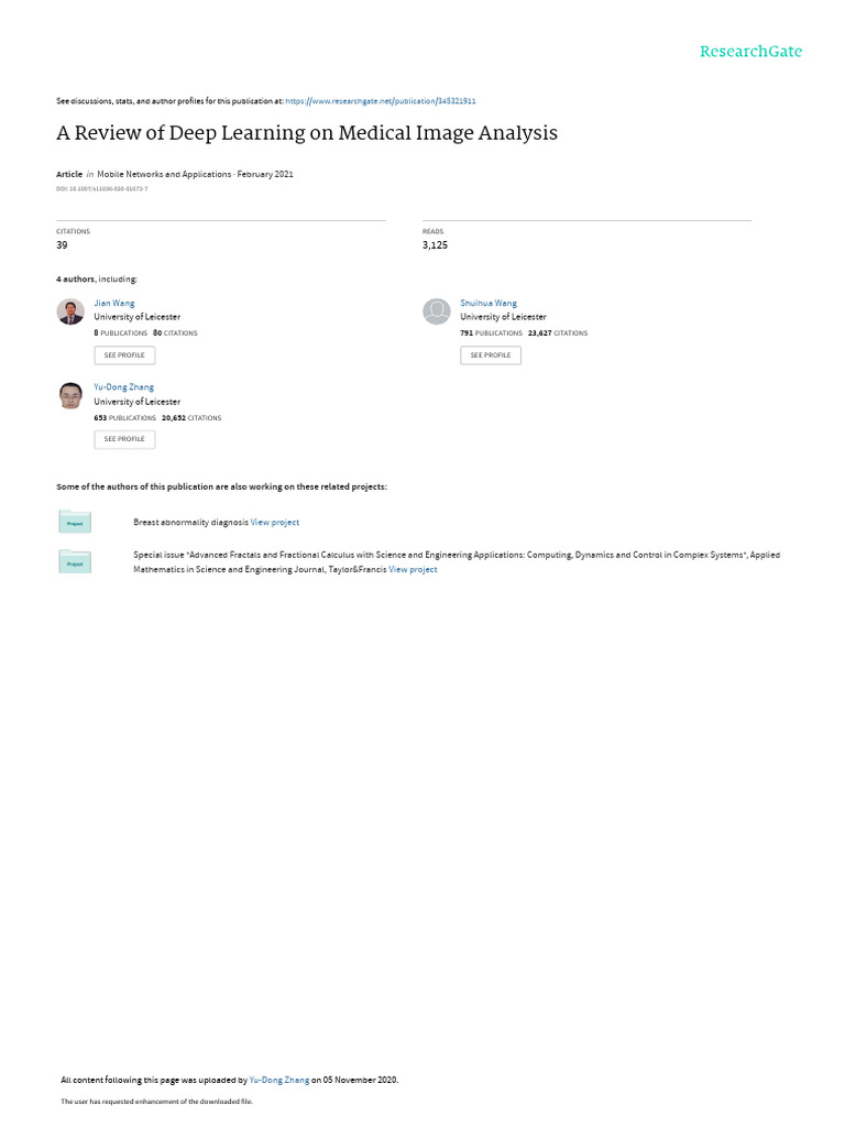 A Review of Deep Learning on Medical Image Analysis | PDF | Medical ...
