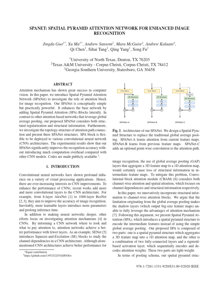 2020_SPA-Net_Spatial Pyramid Attention Network for Enhanced Image Recognition | PDF ...