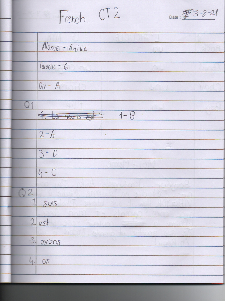 Anika Mehta French ct2 | PDF