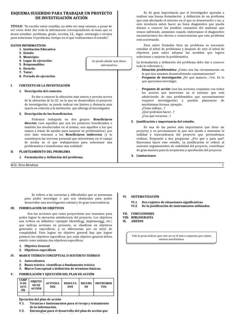 Esquema Sugerido para Trabajar Un Proyec | PDF