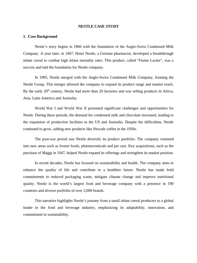 Word MBA Case Background Part01 | PDF | Nestlé | Sustainability