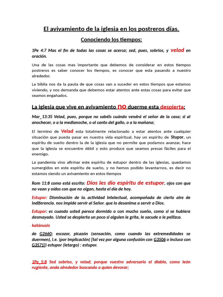 Avivamiento de la Iglesia en Tiempos Finales | PDF | Oración | Creencia ...