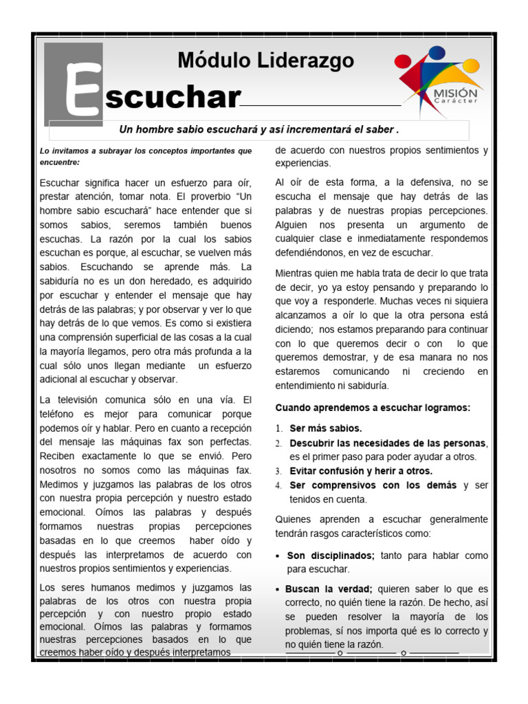 3.aprender A Escuchar | PDF | Sabiduría | Aprendizaje