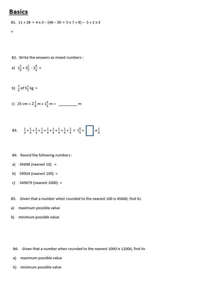 Primary 5 Math - Must Know Basics | PDF | Area